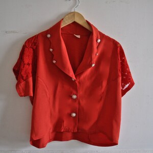 1970s Red Lace Shirt - Etsy