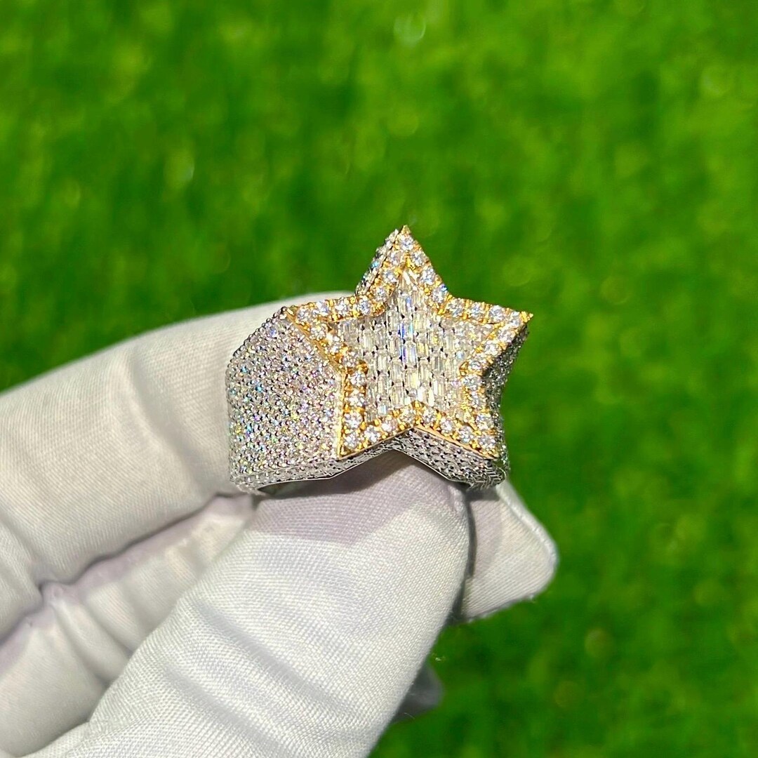 14K Gold Custom Star Champion Ring – Iced Out VVS Moissanite ...
