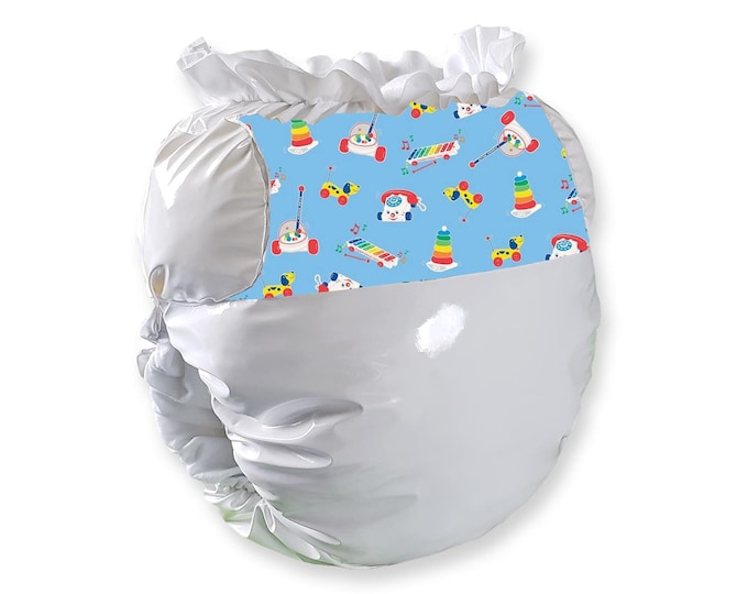 ABDL Diaper Fisher Price Toy Print Shiny Oof Poof Costume Diaper Piece ...