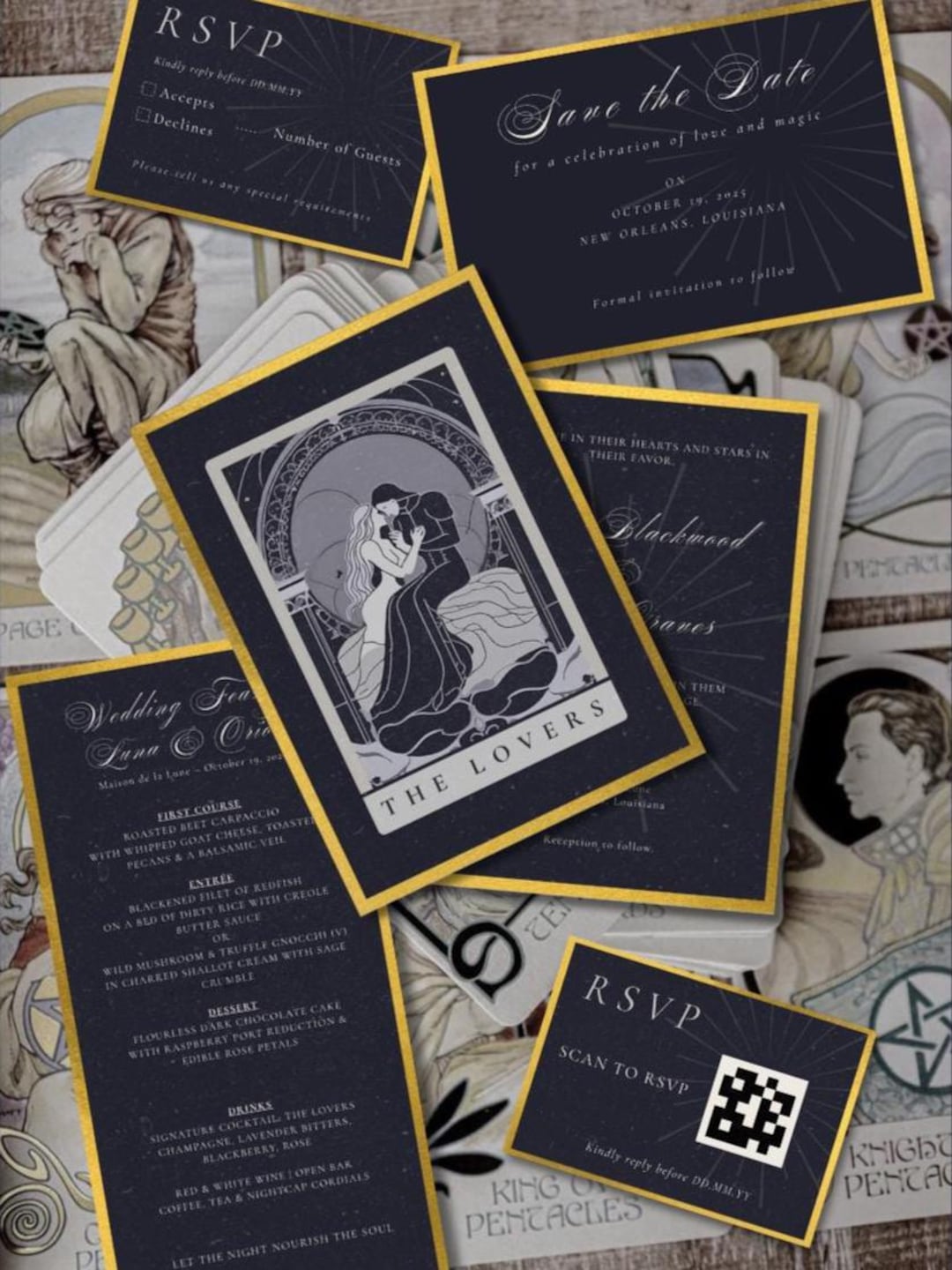 Tarot Wedding Invitation Suite Gothic | Moody Dark Wedding Bundle ...