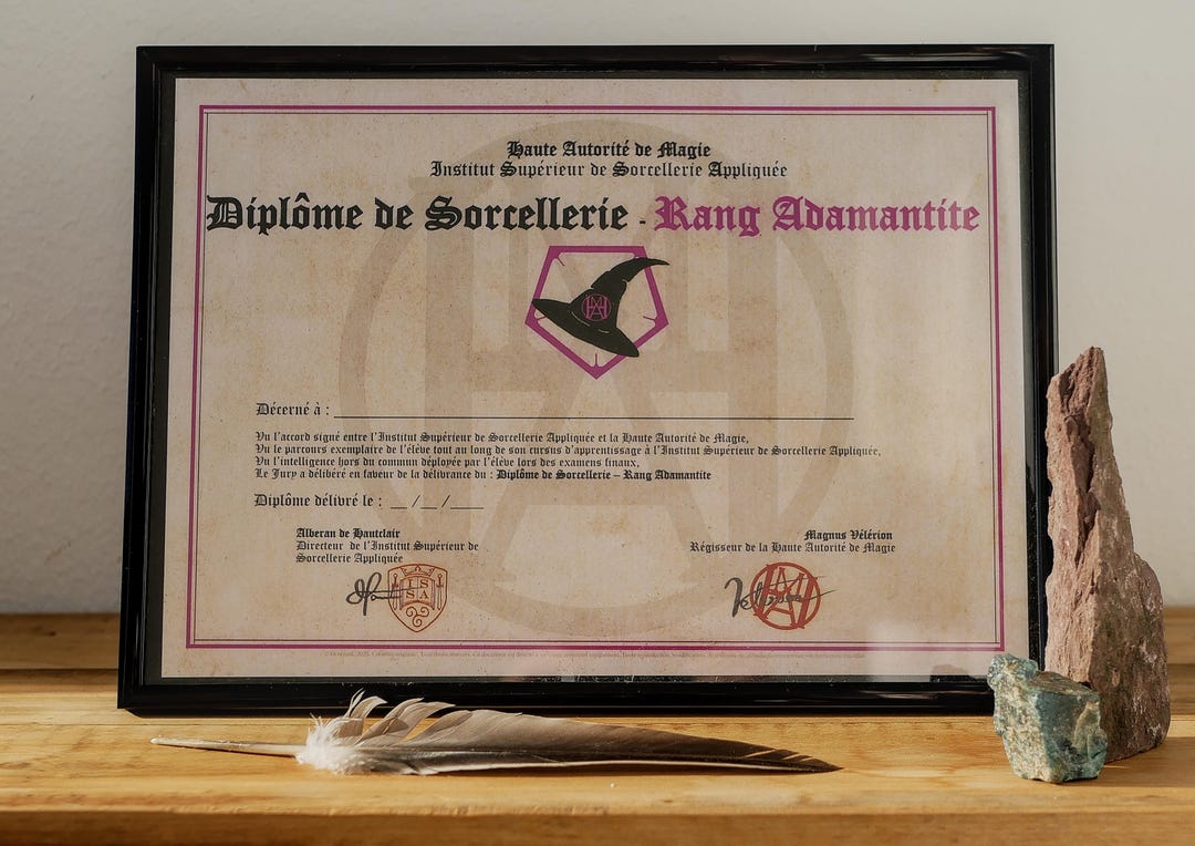 Witchcraft Diploma - Adamantite Rank (printable Magic Diploma) - Etsy