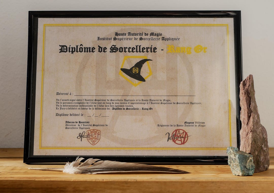 Witchcraft Diploma - Gold Rank (printable Magic Diploma) - Etsy