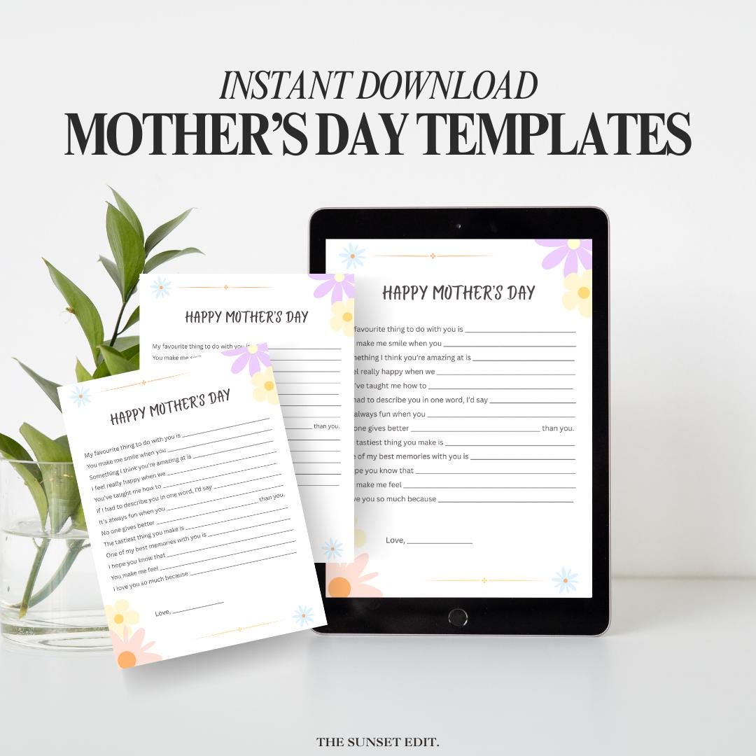 Printable Mother's Day Template | Craft for Kids | Fill-in-the-blank ...