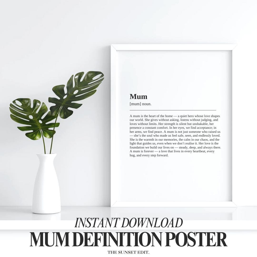 Mum Definition Poster | Mother’s Day Digital Download | Printable Wall ...