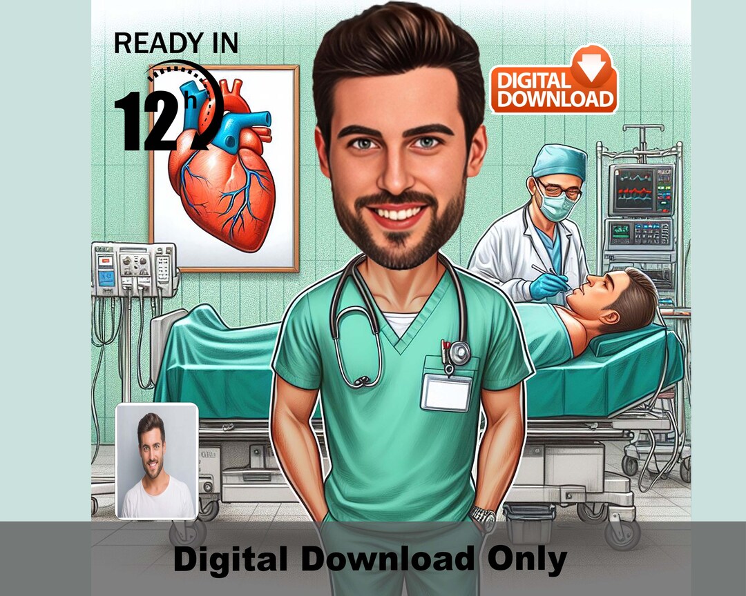 Custom Male Cardiologist Caricature - Funny Doctor Gift Idea ...