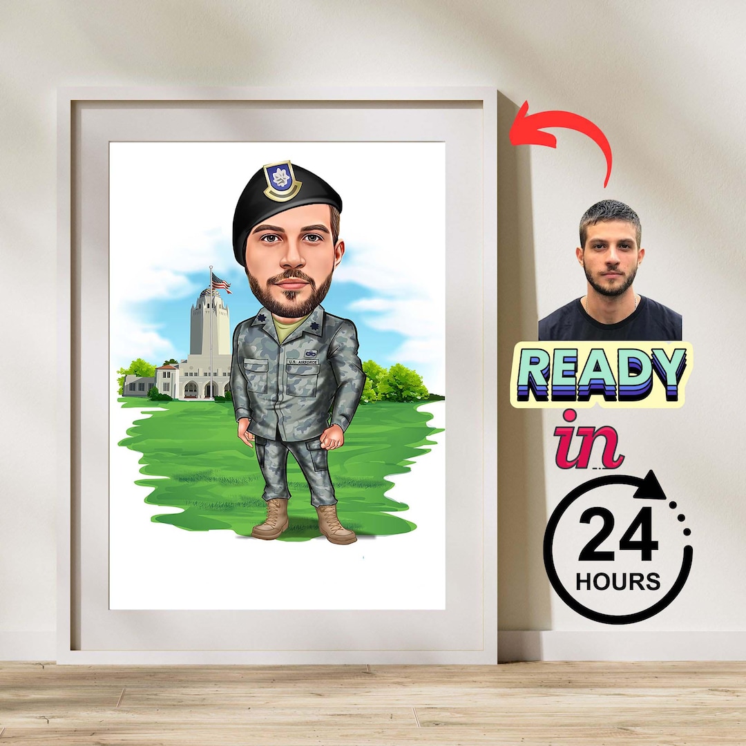 Custom Soldier Caricature - Personalized Military Portrait Gift ...