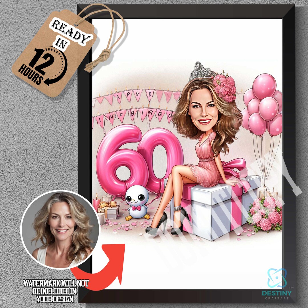 60th Birthday Caricature From Photo, Cartoon Woman , Photo From Cartoon ...