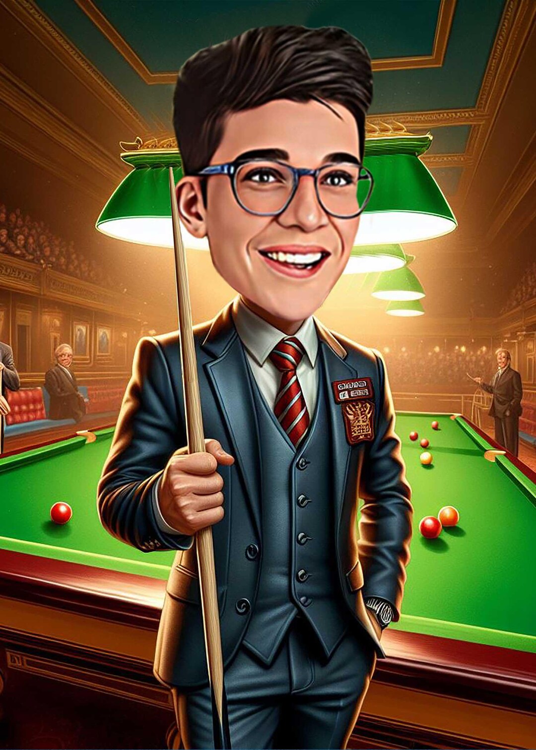 Custom Male Snooker Player Caricature, Cartoon Photo Art, Billiards ...