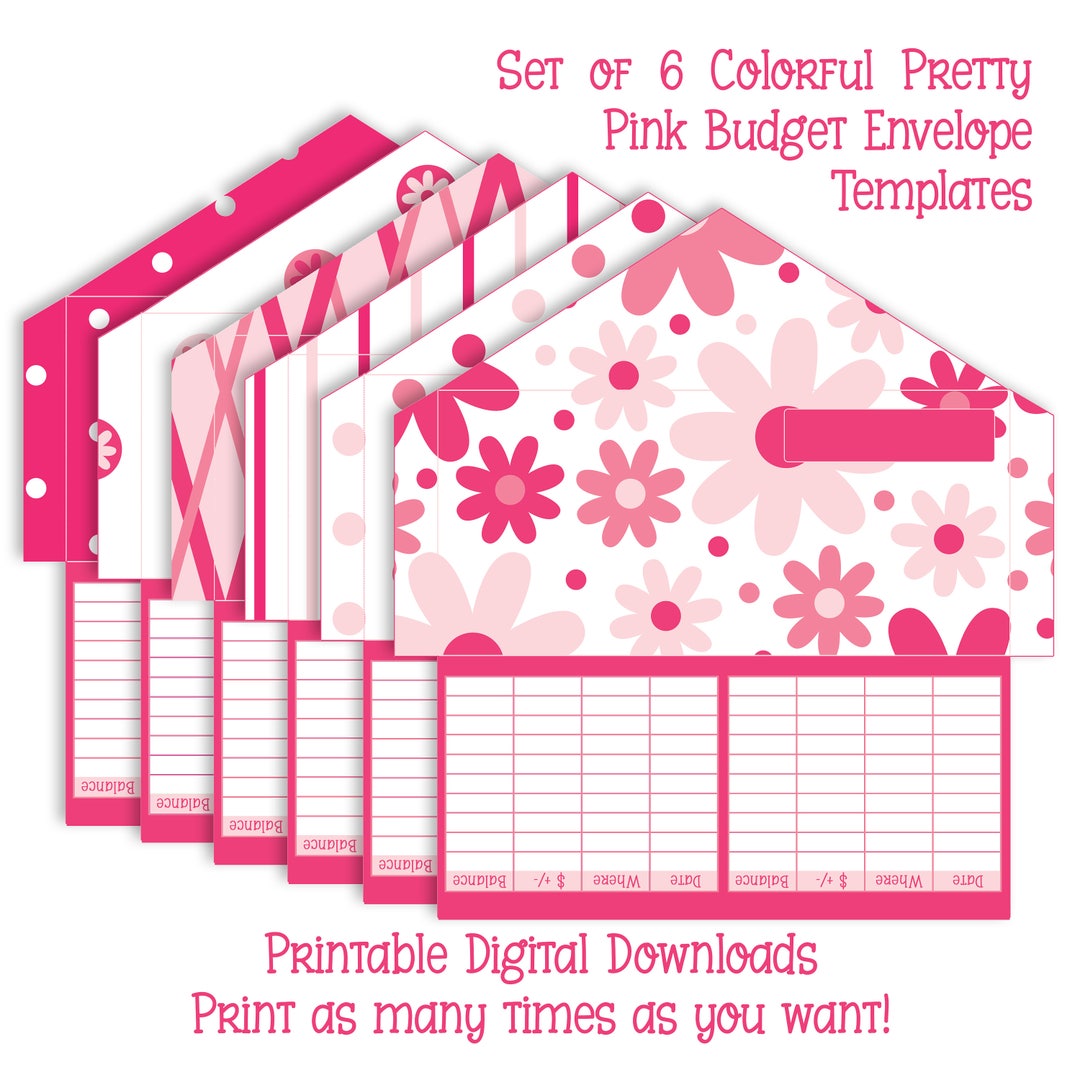 Printable Cash Envelope System - Set of 6 Envelope Patterns - Pretty ...