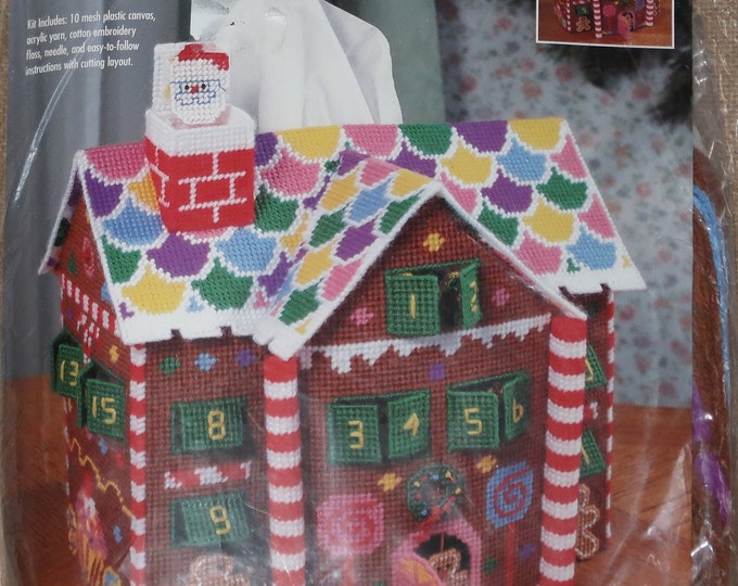 Bucilla GINGERBREAD House Advent Calendar Tissue Box Cover Kit 61203 ...