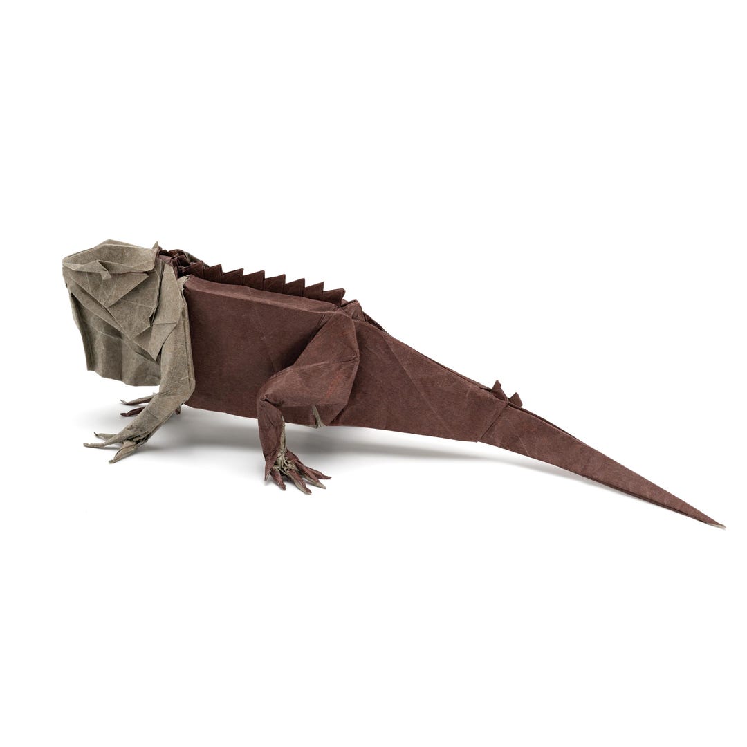 Sculpture Origami Iguana. Origami Iguana. Brown Paper. Origami Figure ...