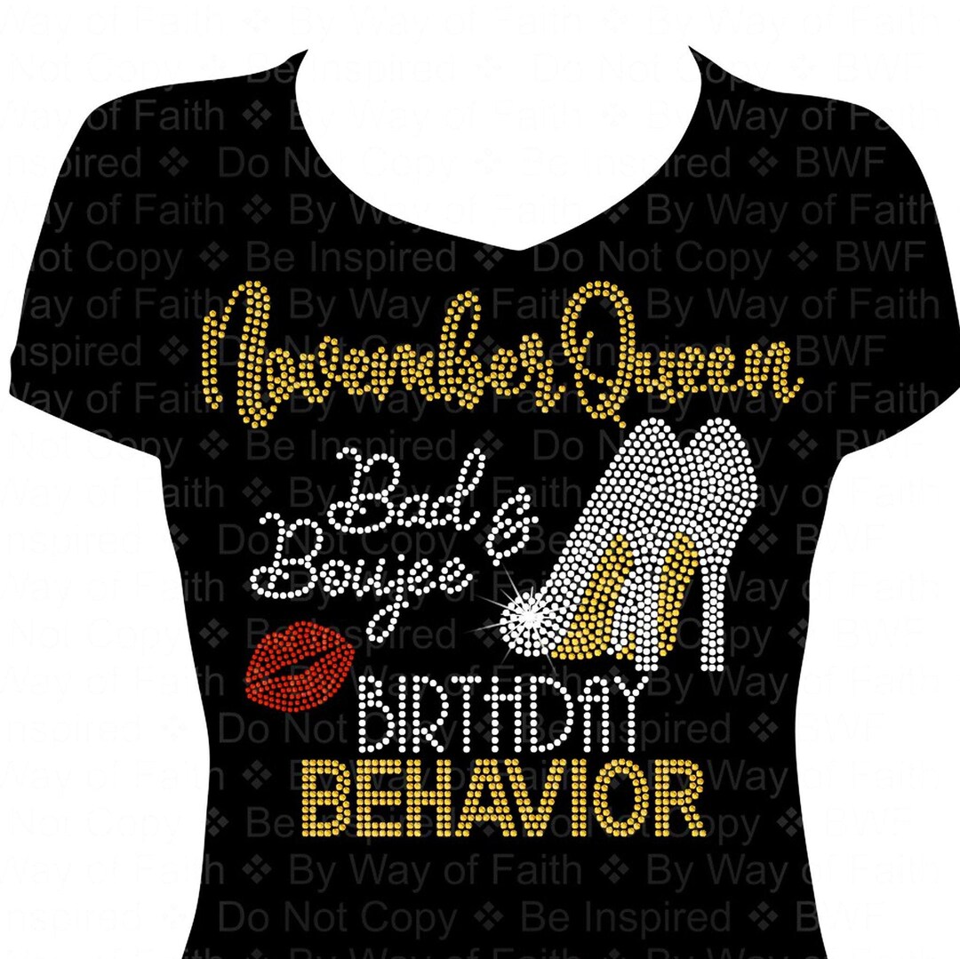 November (any Month) Birthday Queen Bad and Boujee Bling Rhinestone ...