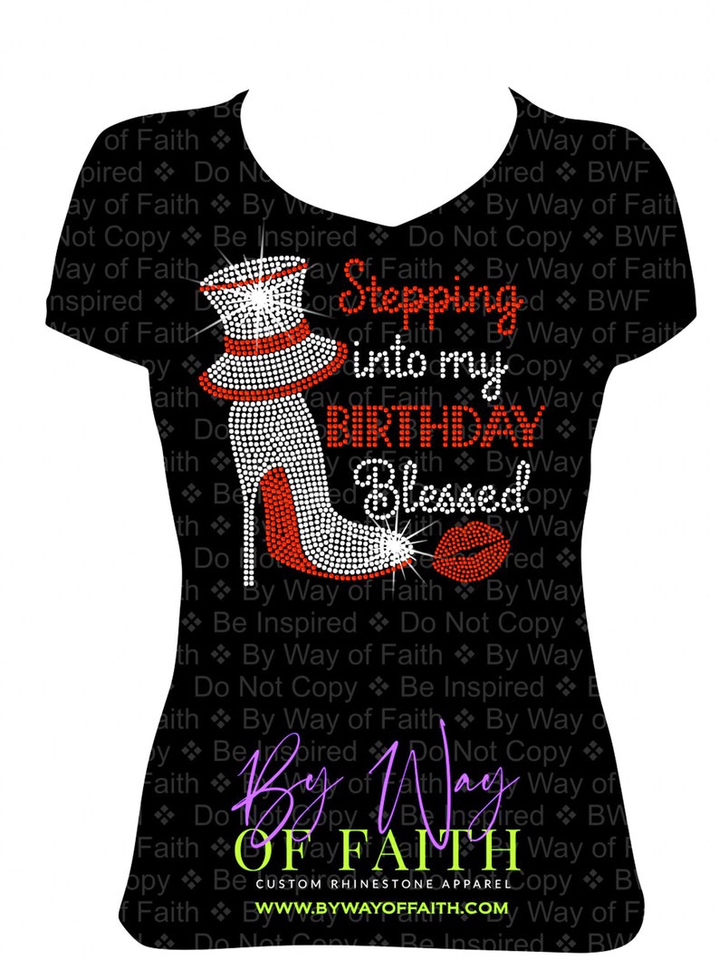 Stepping Into My Birthday BLESSED Bling Rhinestone Shirt - Etsy