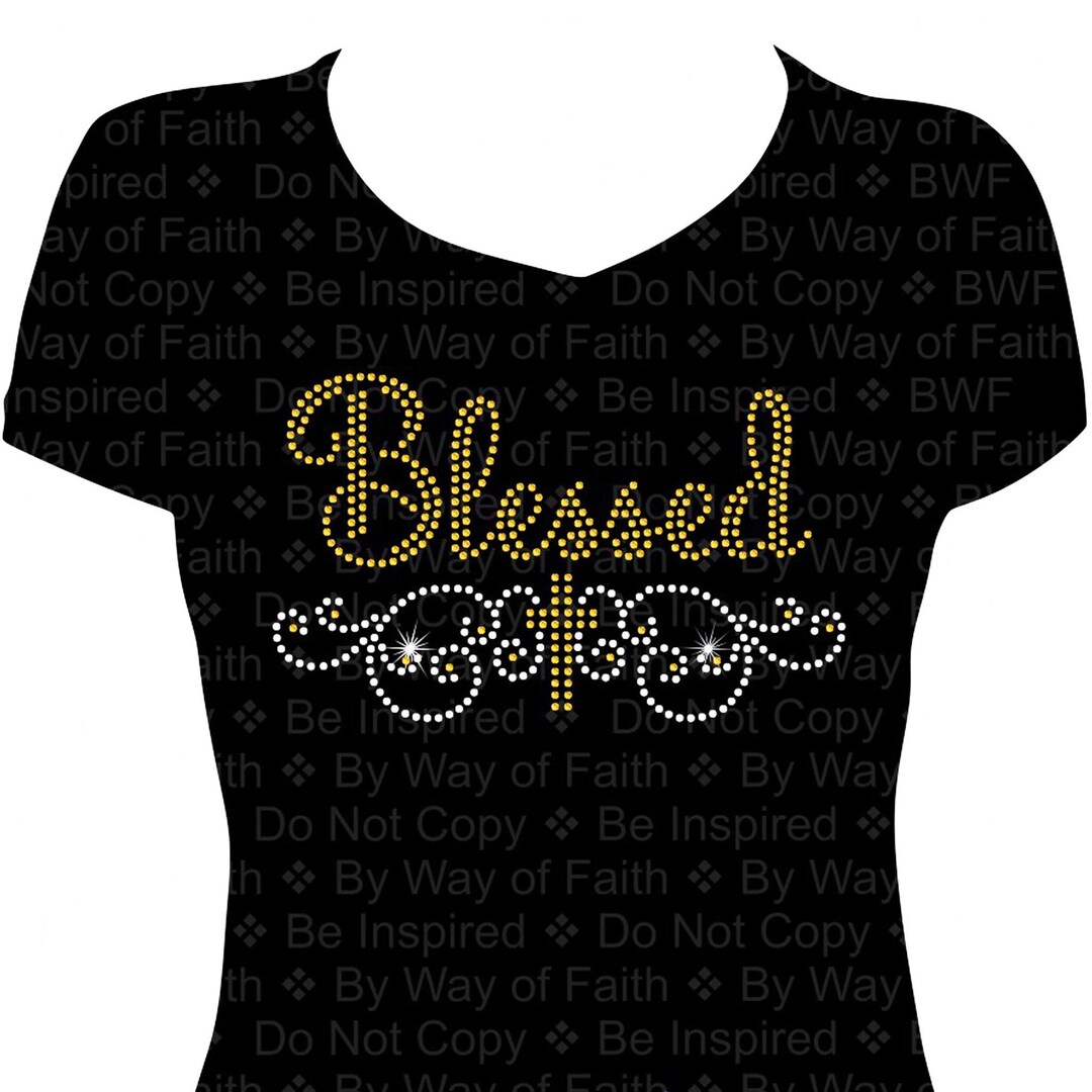 BLESSED With CROSS Bling Rhinestone T-shirt, Praying Girls Rock, Church ...