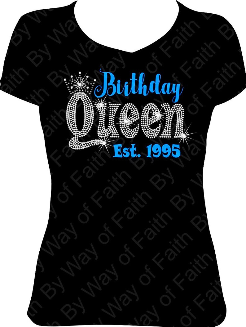 Birthday Queen Bling Rhinestone Glitter T Shirt Birthday Etsy