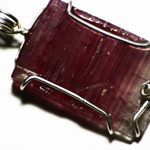 Pink Tourmaline Crystal Slice Pendant (27.7 Ct) Raw Crystal Necklace in ...
