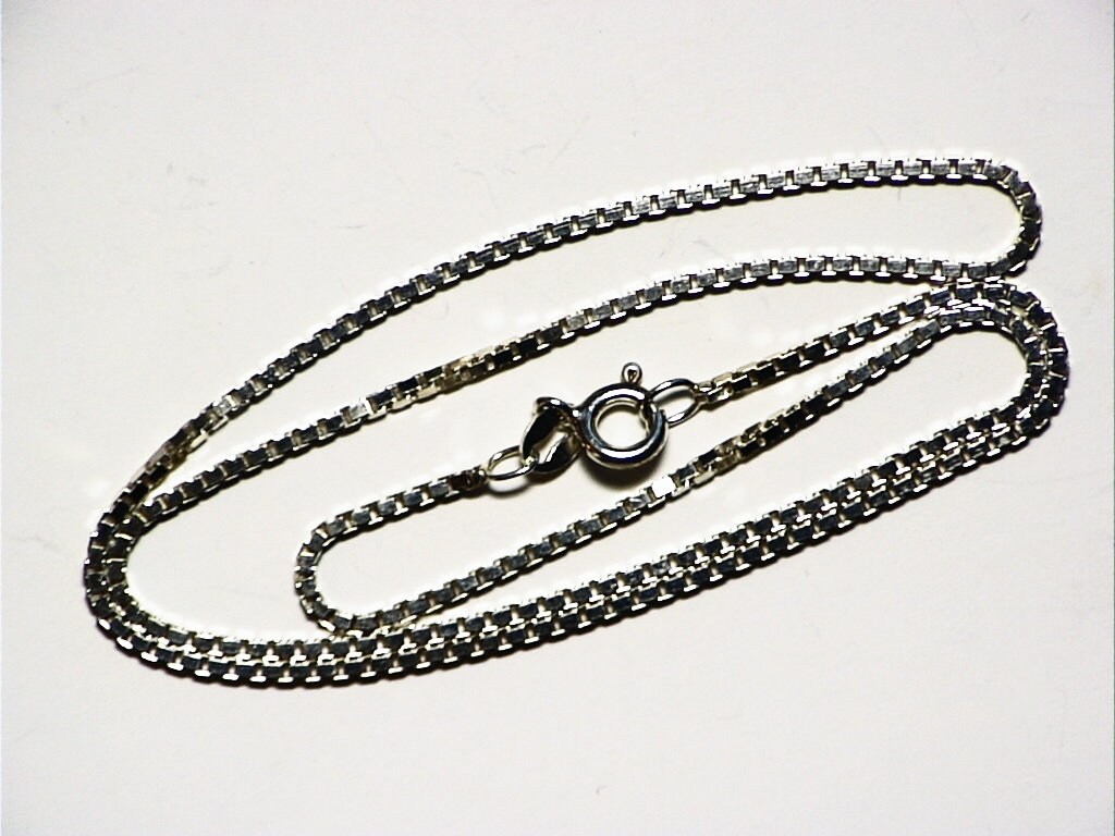 Sterling Silver Box Chain, 16 Inch Sterling Chain, Silver Chain Square ...