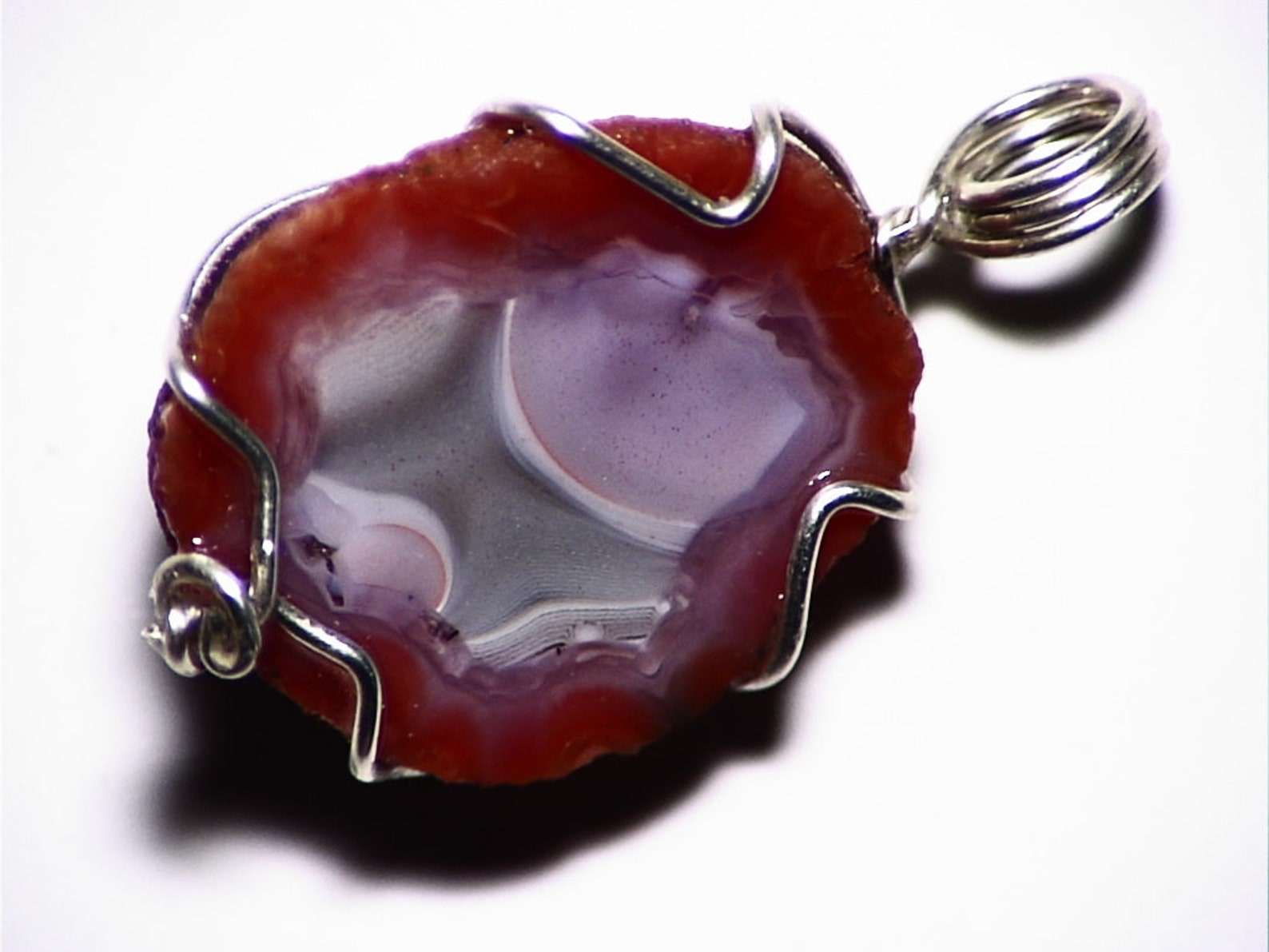 Red and White Agate Pendant in Silver Moroccan Agate Jewelry - Etsy