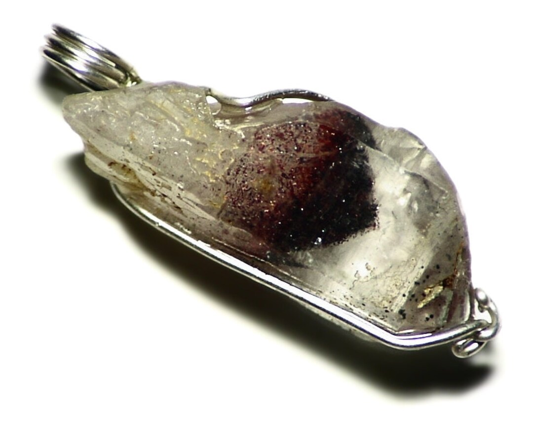 Red Phantom Quartz Crystal Pendant in Sterling Silver (30 Ct) Raw ...