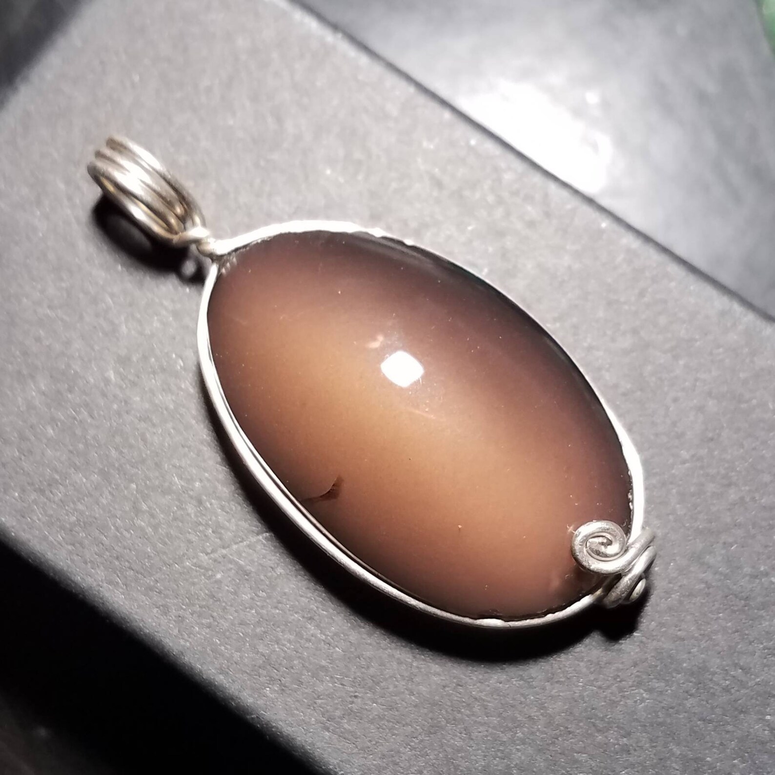 Rainbow Obsidian Pendant Orange Obsidian Necklace Volcanic - Etsy