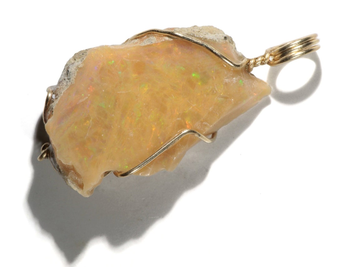 Butterscotch Orange Opal Necklace in 14k Gold 12 Ct Wire - Etsy