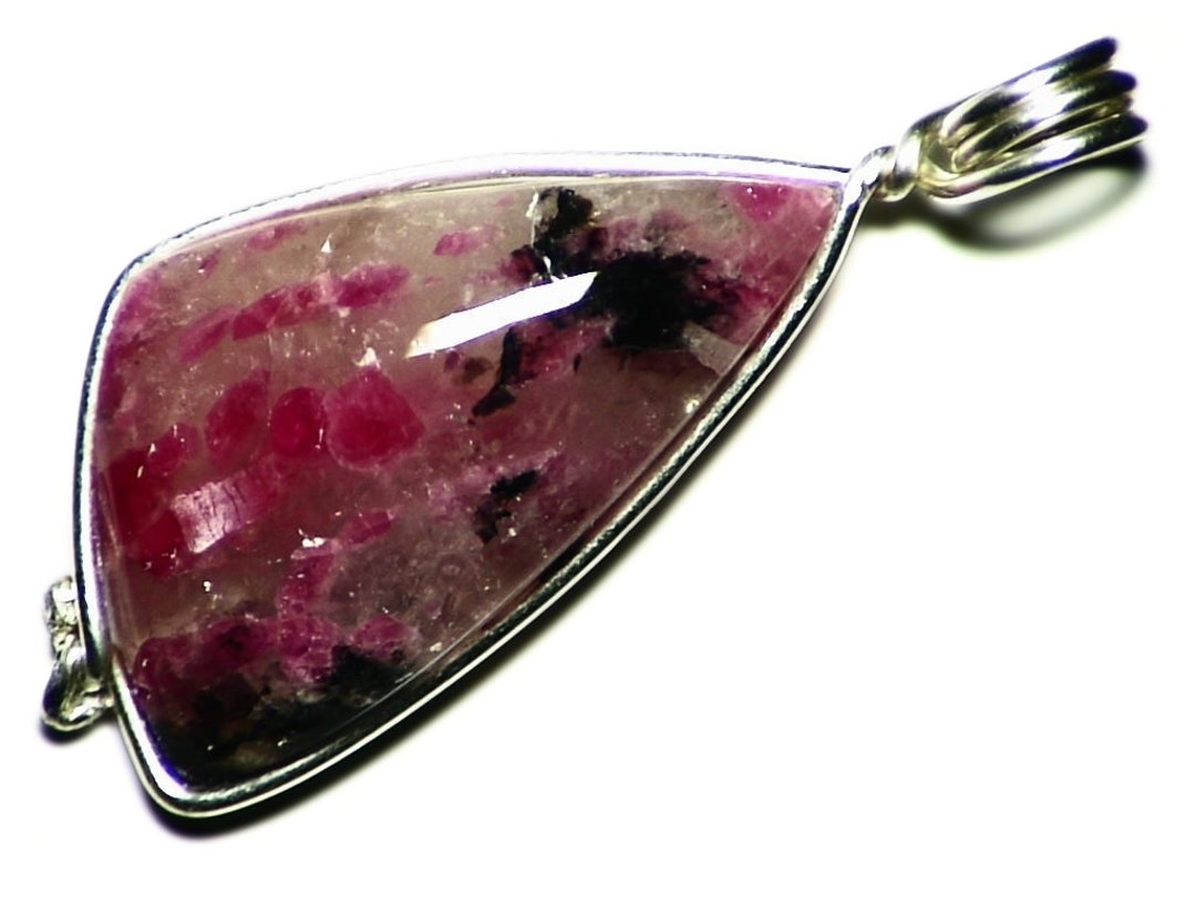 Pink Rhodonite in Quartz Pendant, Natural Rhodonite Cabochon Necklace ...
