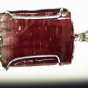 Pink Tourmaline Crystal Slice Pendant (27.7 Ct) Raw Crystal Necklace in ...