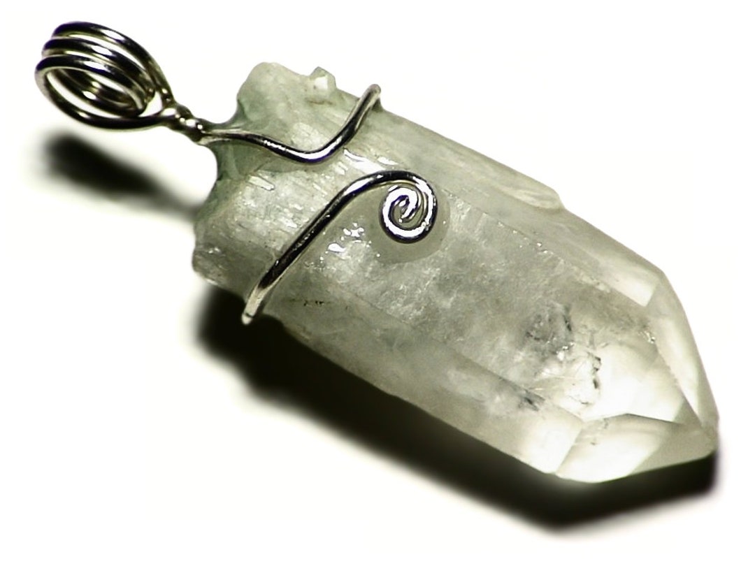 Large Raw Quartz Necklace, Sterling Silver Quartz Crystal Pendant (38 ...