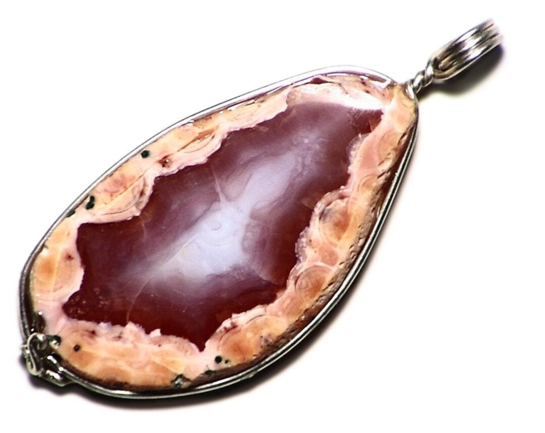 Pink and Red Agate Pendant in Silver, Moroccan Agate Jewelry in ...