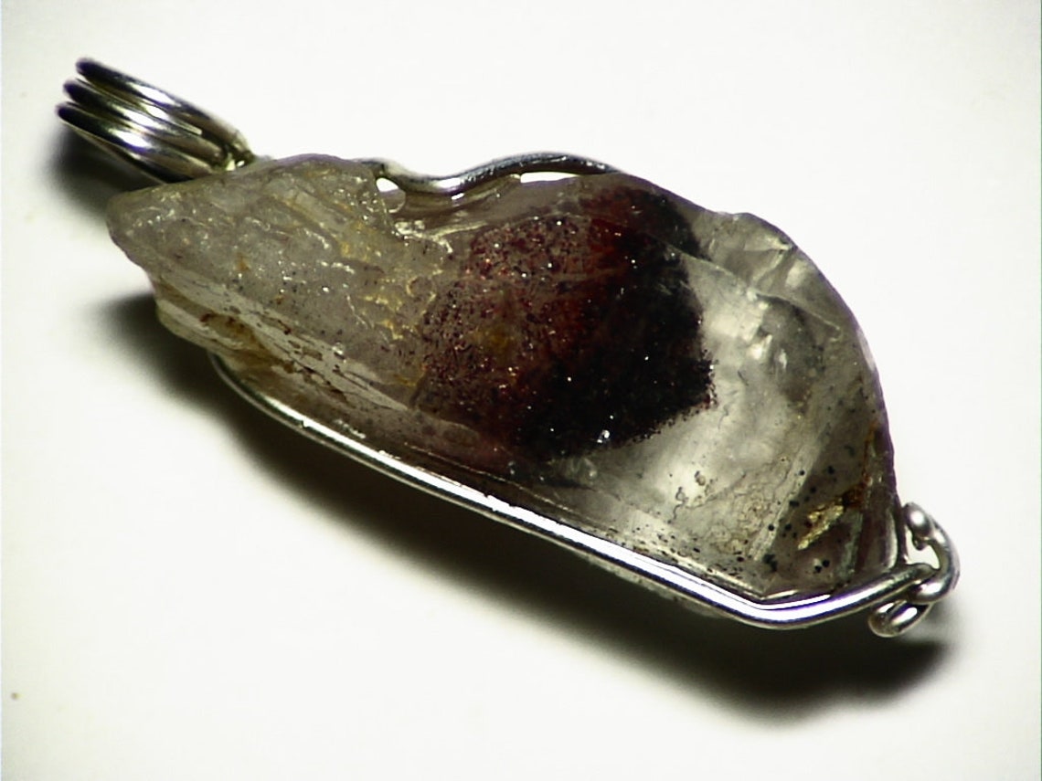 Red Phantom Quartz Crystal Pendant in Sterling Silver 30 Ct - Etsy
