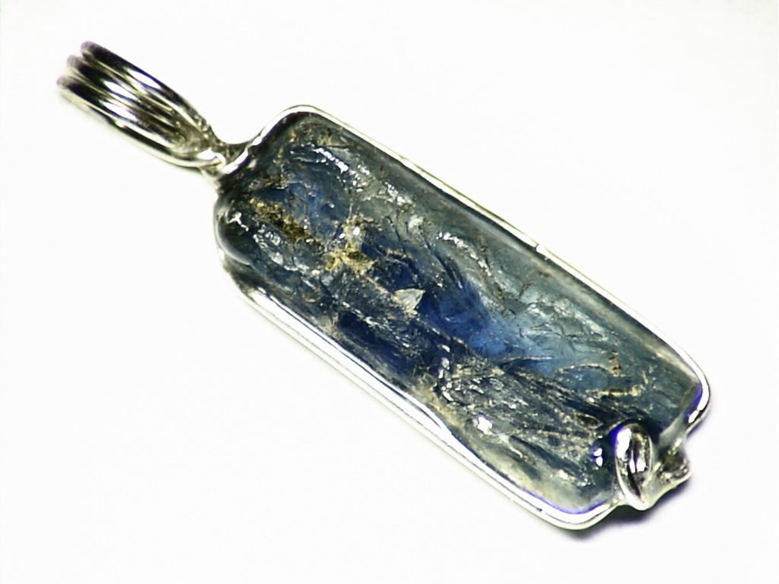 Chunky Blue Kyanite Pendant in Sterling Silver Wire Wrap 16 | Etsy