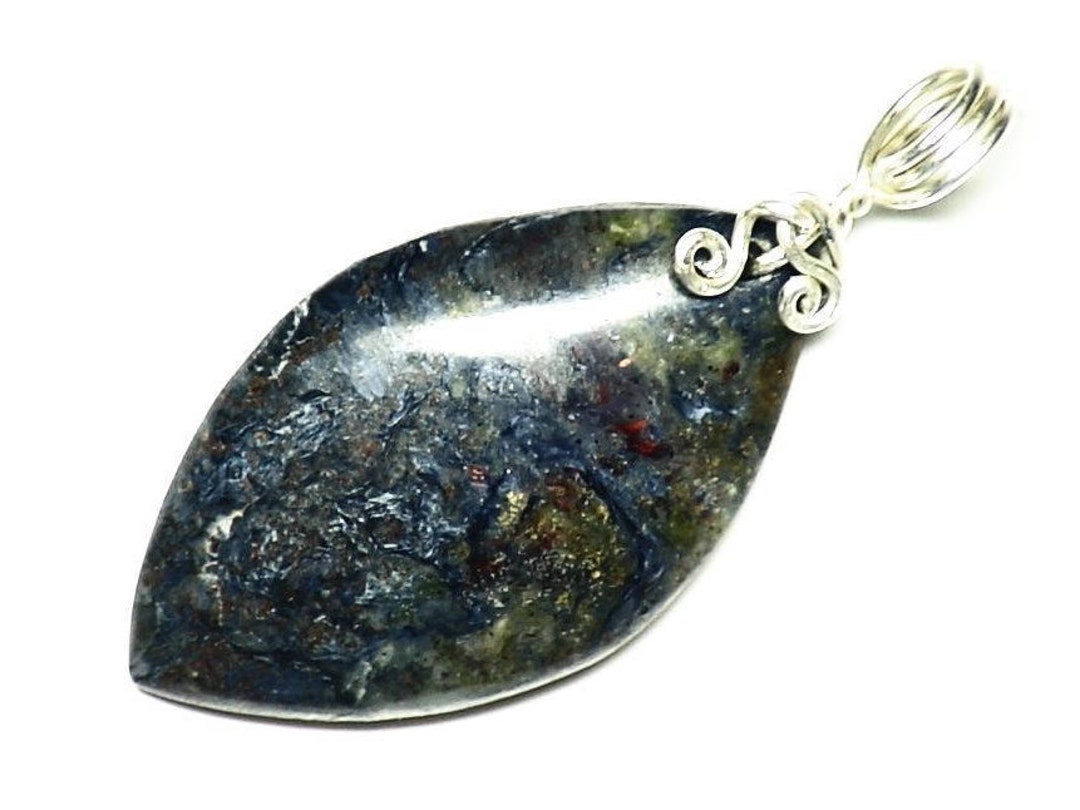 Blue Pietersite Pendant in Sterling Silver, Real Pietersite Leaf ...