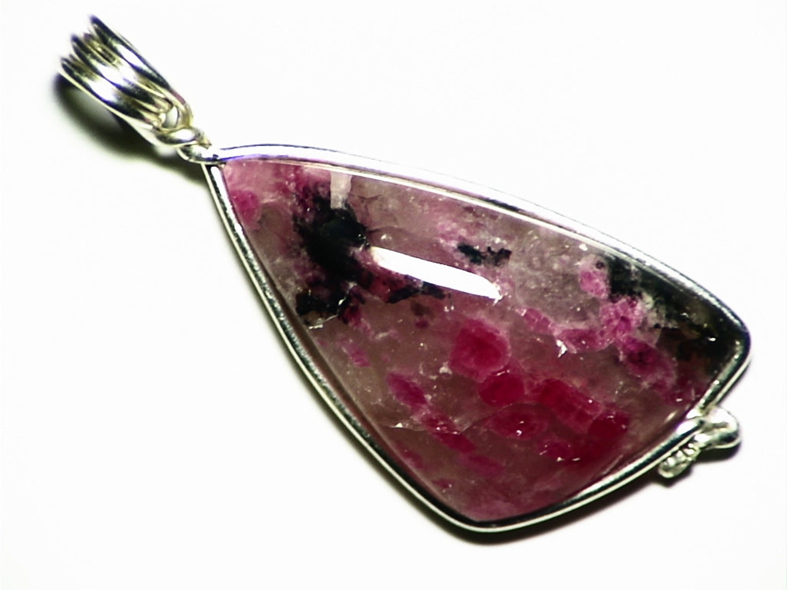 Pink Rhodonite in Quartz Pendant Natural Rhodonite Cabochon | Etsy