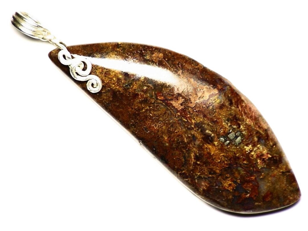 Confetti Plume Agate Necklace, Confetti Agate Cabochon in Sterling ...