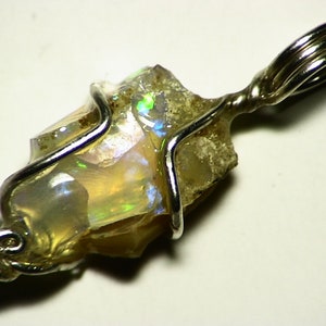 Rainbow Opal Pendant Necklace (4.5 Ct.) Ethiopian Welo Opal Necklace ...