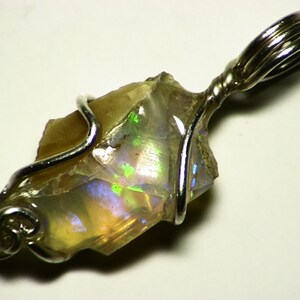 Rainbow Opal Pendant Necklace (4.5 Ct.) Ethiopian Welo Opal Necklace ...