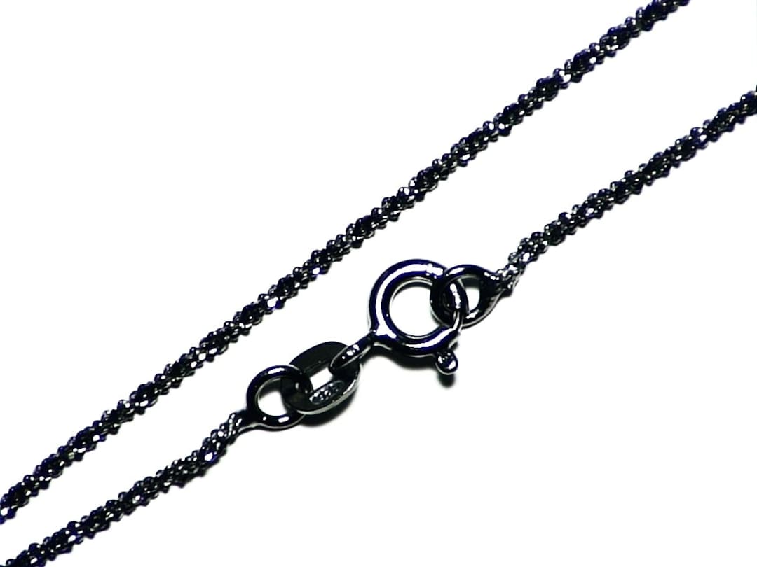 Black Silver Chain Necklace, Diamond Cut Chain, 18 Inch Oxidized ...