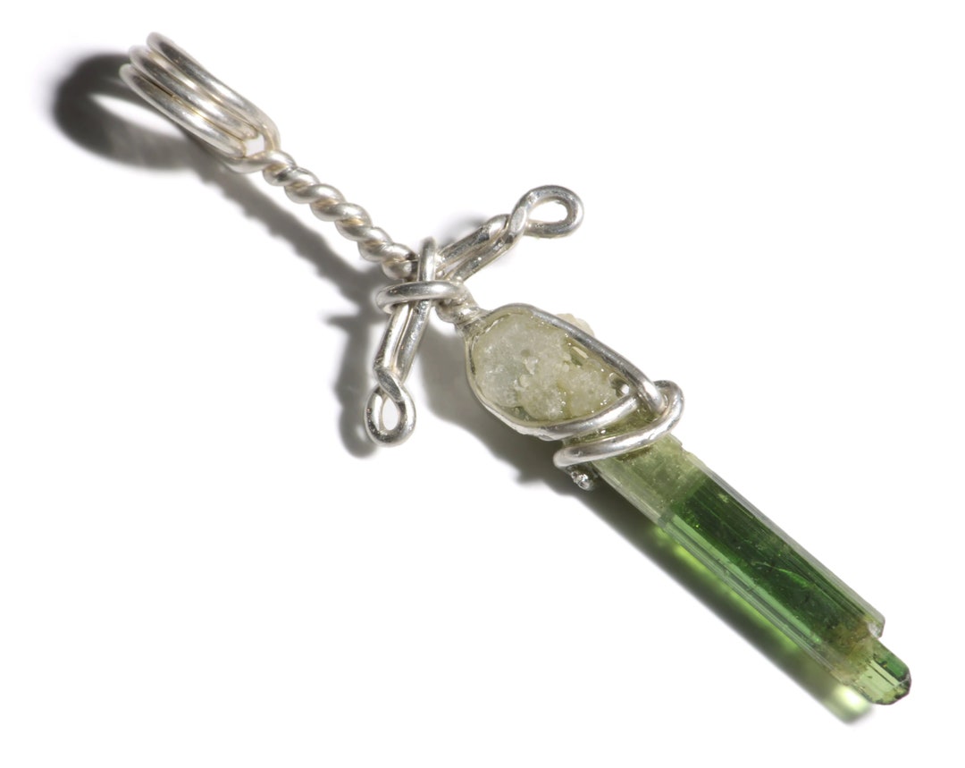 Crystal Dagger Necklace 4 Ct Green Tourmaline Crystal Sword Necklace ...
