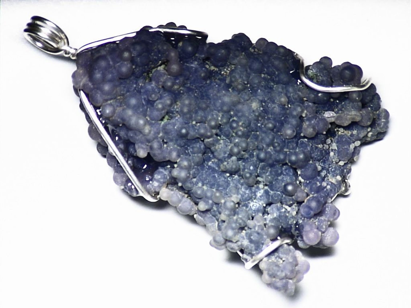 Large Grape Agate Pendant in Sterling Silver Mens Agate Wire | Etsy