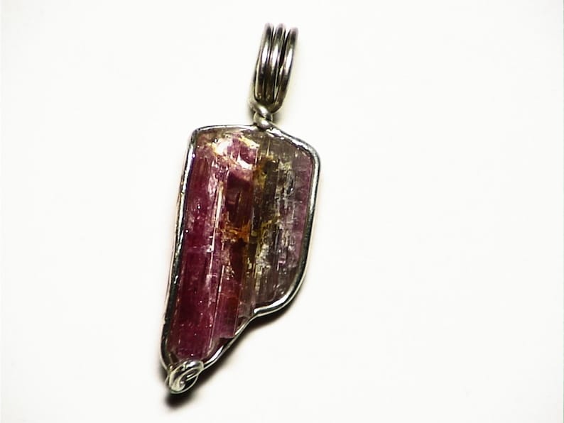 Purple Tourmaline Crystal in Sterling Silver (8 Ct) Raw Tourmaline ...