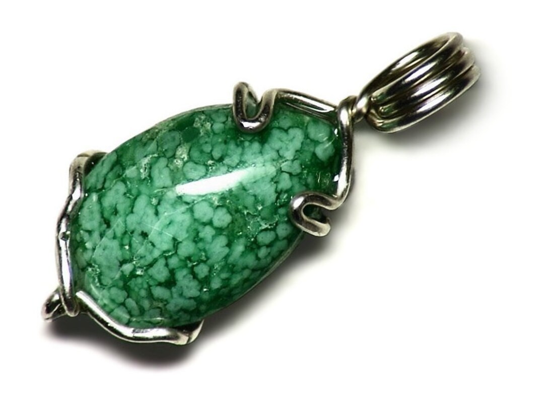 Variscite Necklace Silver, Real Stone Necklace, Green Tortoise Shell ...