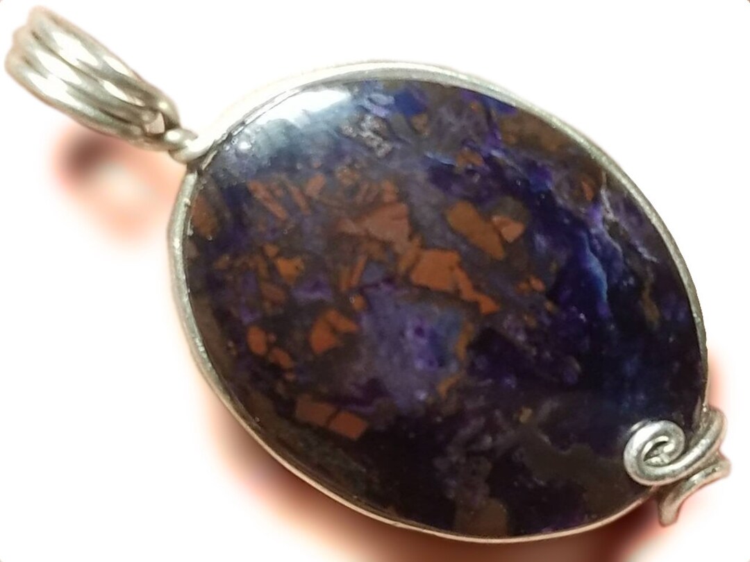 Sugilite Pendant Silver, Purple Sugilite Jewelry, Purple Orange and ...