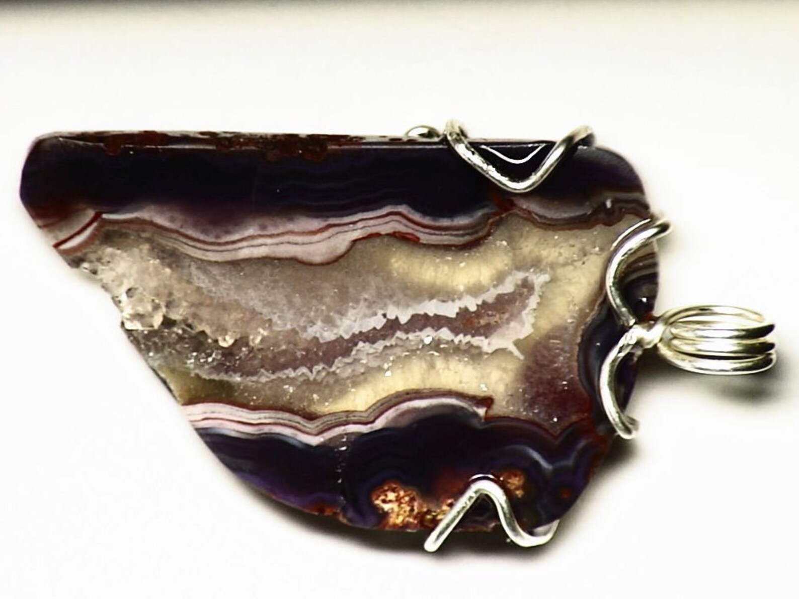 Geode Pendant Necklace Purple Passion Agate Jewelry Sterling - Etsy
