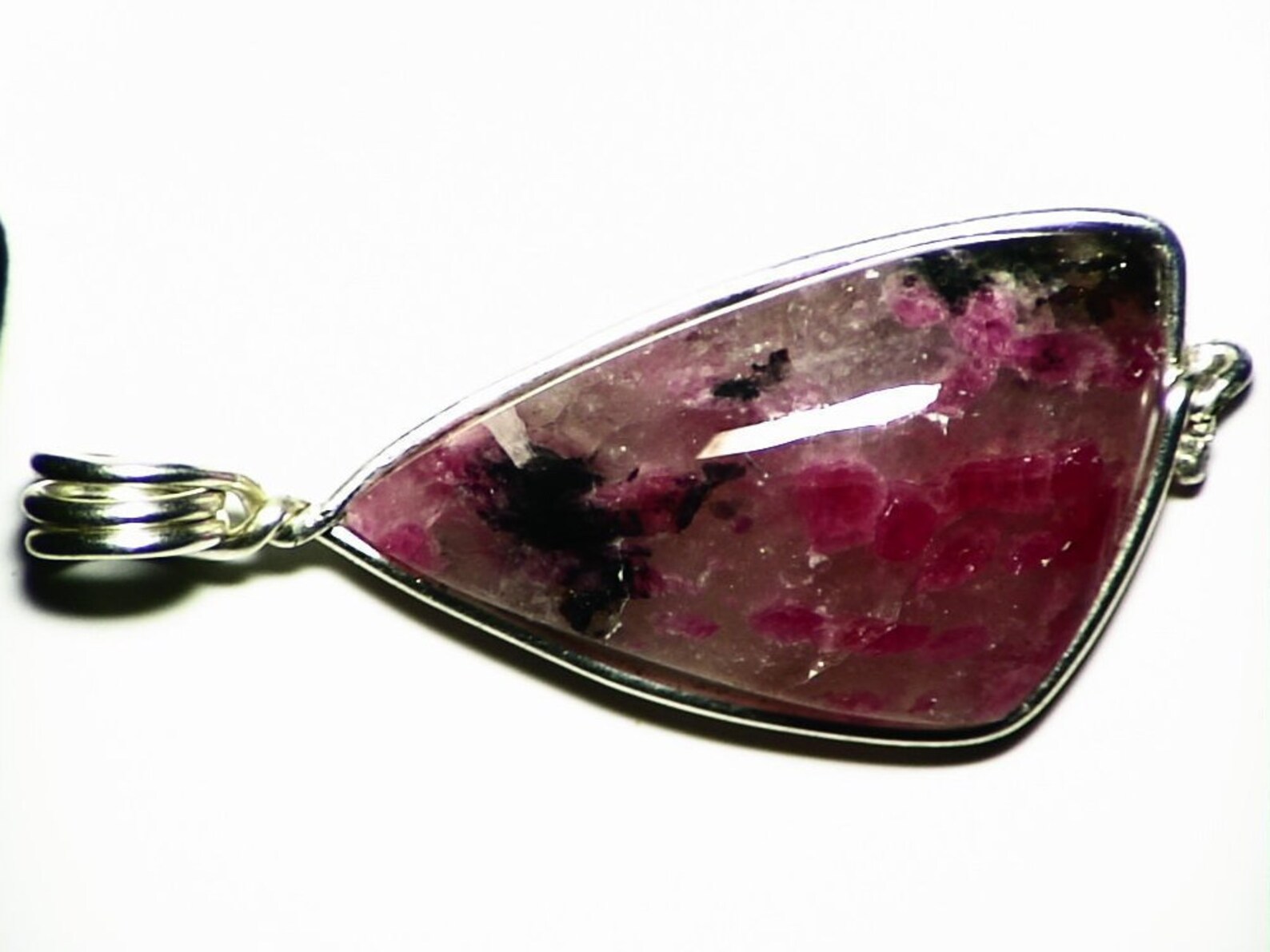 Pink Rhodonite in Quartz Pendant, Natural Rhodonite Cabochon Necklace ...