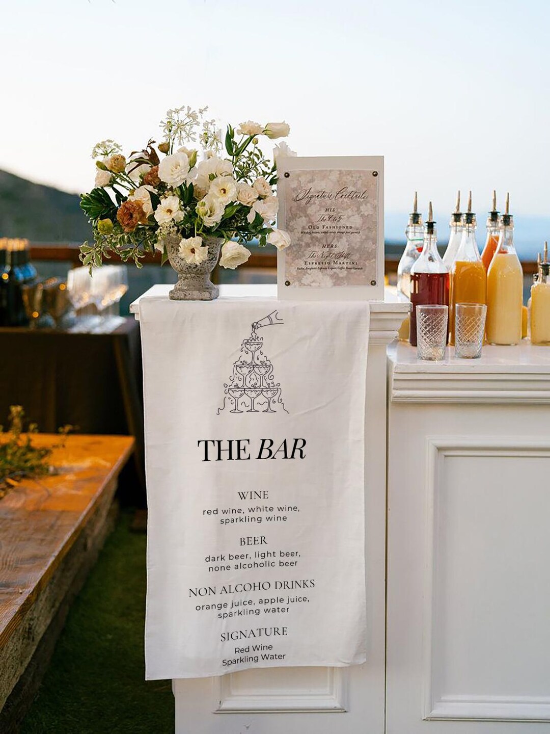 Custom Linen Wedding Bar Sign, Signature Cocktail Menu - Etsy