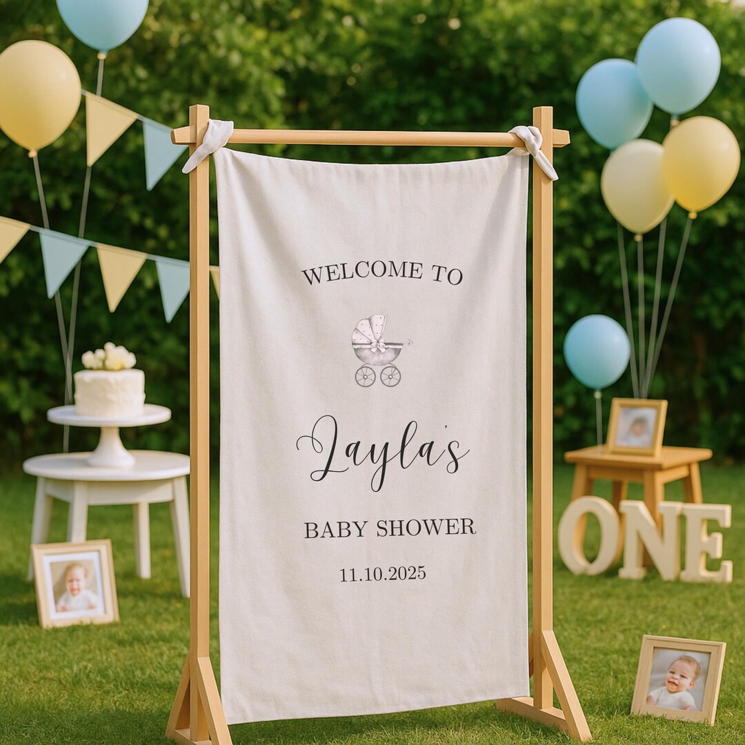 Personalized Fabric Baby Shower Sign, Custom Baby Shower Sign, Welcome ...