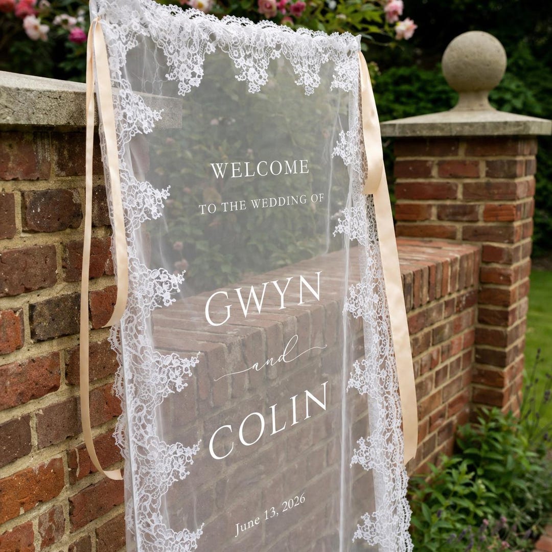 Rounded Bottom Sheer Lace Welcome Banner – Old Money Elegant Tulle ...
