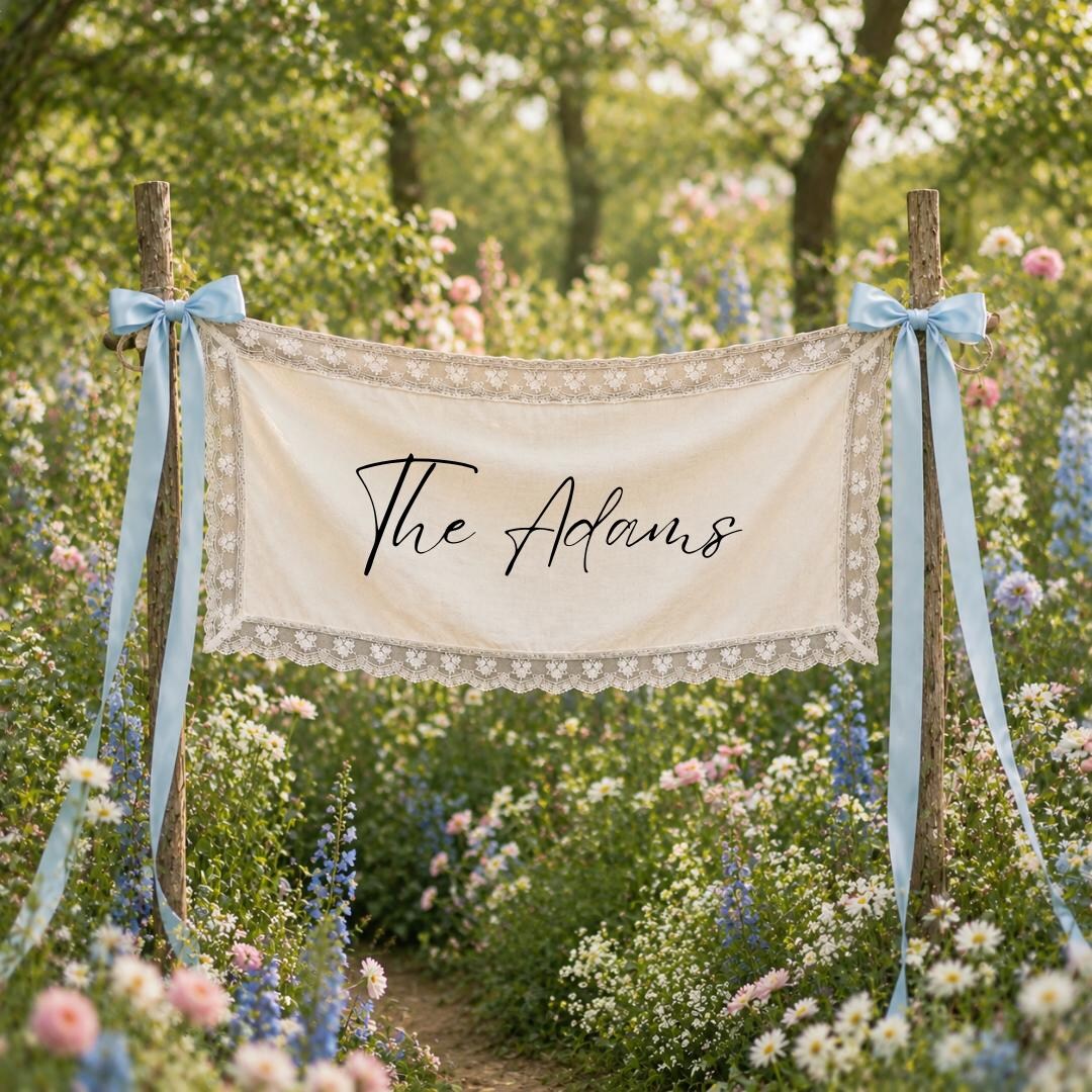 Custom Fabric Lace Wedding Welcome Sign, Romantic Ceremony Reception ...