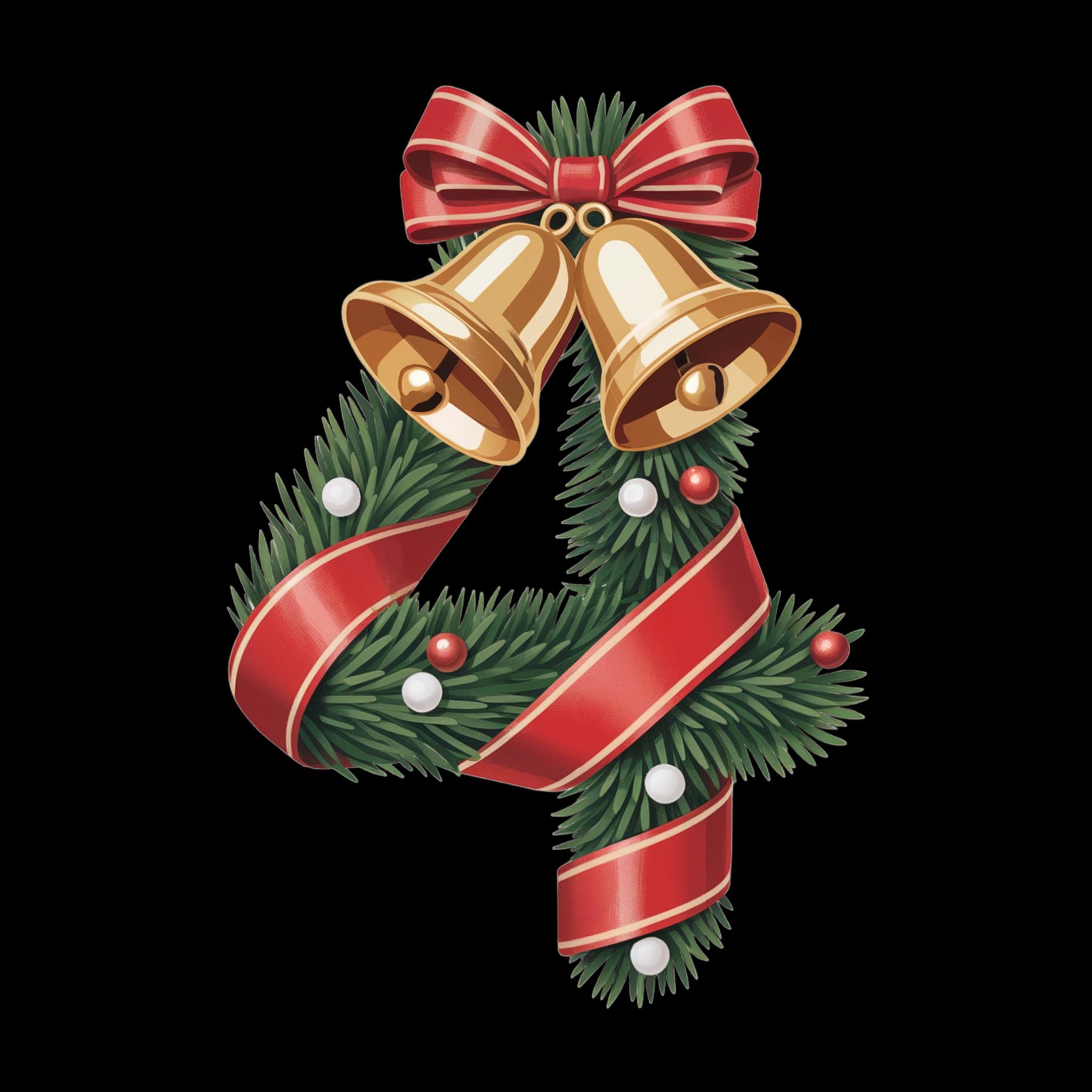 Christmas Alphabet Clipart: Festive Letters & Numbers PNG (digital ...