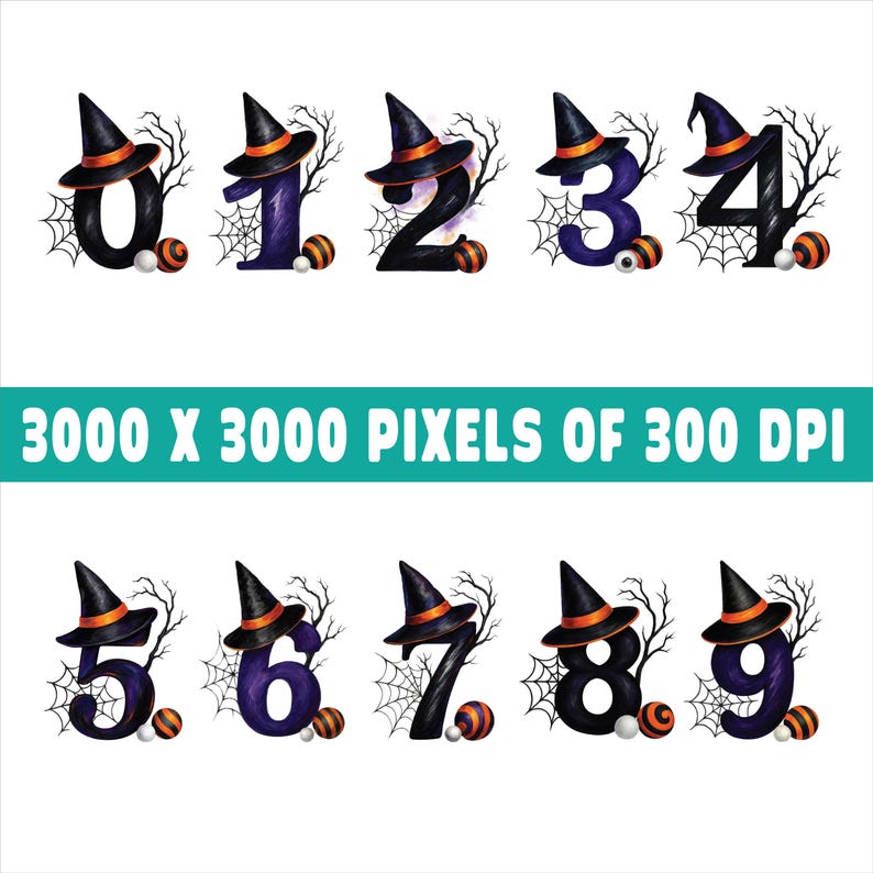 Halloween Witch Hat Alphabet Clipart: Spooky Letters & Numbers PNG ...